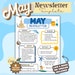 May Newsletter Template, Editable Newsletter, Monthly Newsletter ...