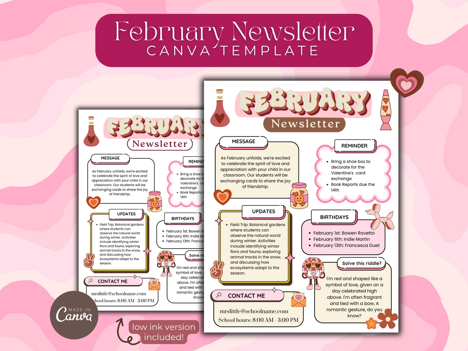 February Newsletter Template Groovy Classroom Newsletter Preschool ...