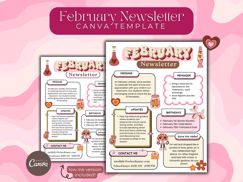 February Newsletter Template Groovy Classroom Newsletter Preschool ...