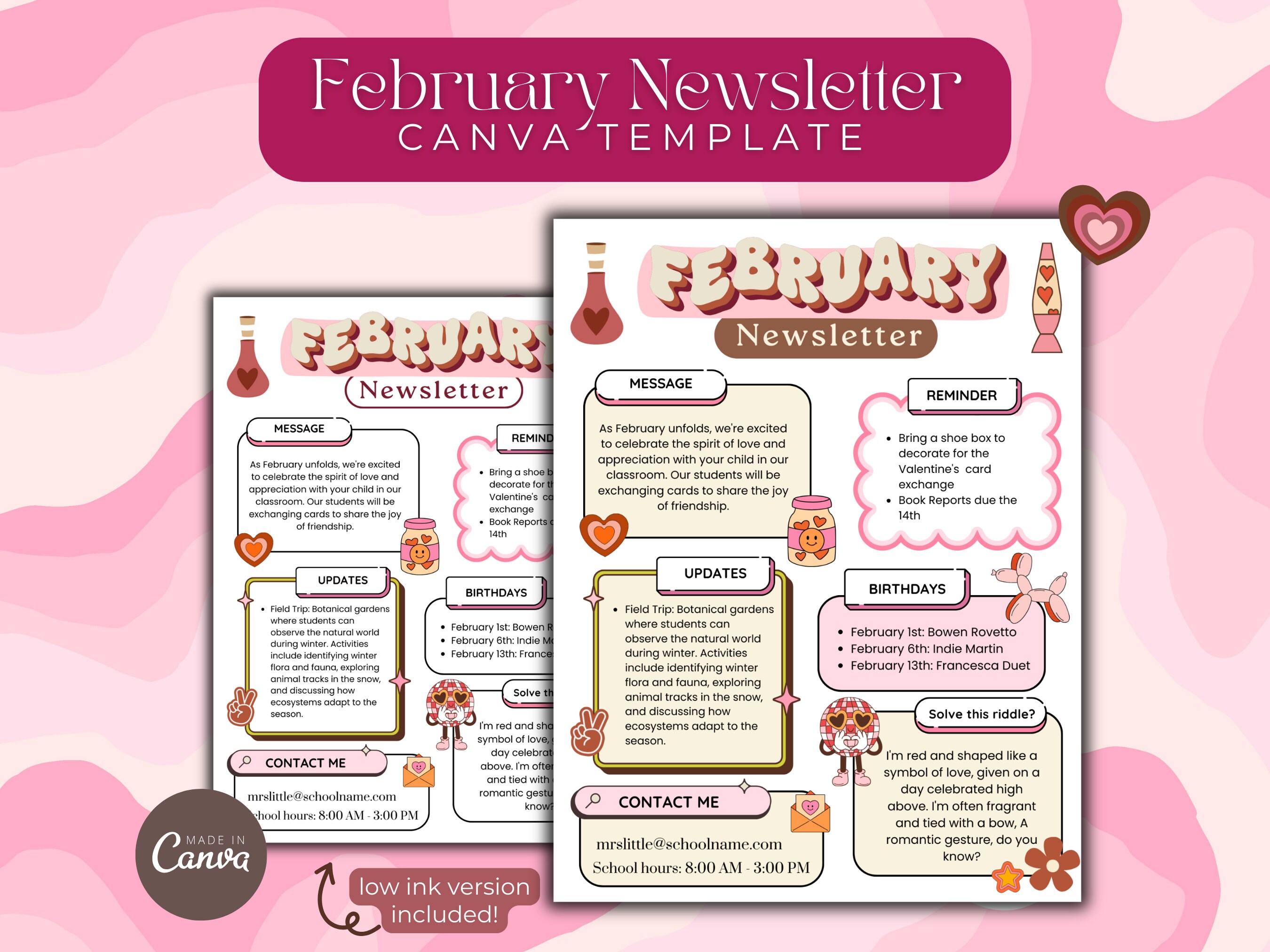 February Newsletter Template Groovy Classroom Newsletter Preschool ...