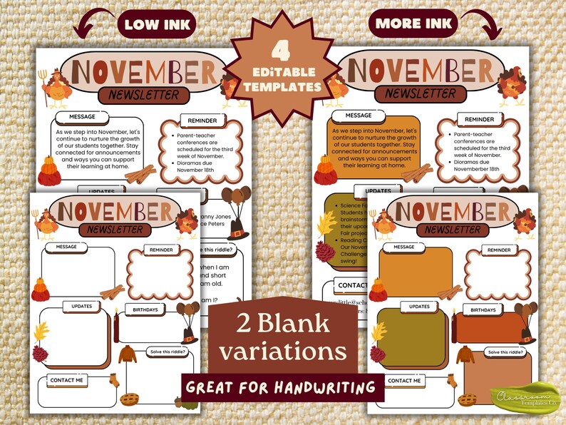 November Newsletter, Preschool Newsletter, Newsletter Template, Autumn ...