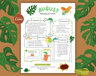 August Newsletter Template, Editable Newsletter, Monthly Newsletter ...