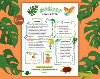 August Newsletter Template, Editable Newsletter, Monthly Newsletter ...