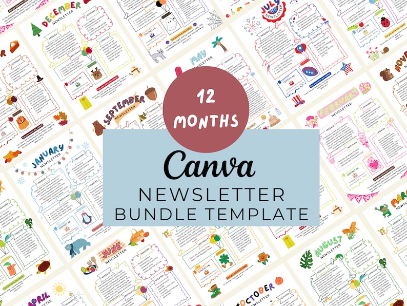 12 Month Newsletter Template Bundle, Preschool Newsletter, Weekly ...