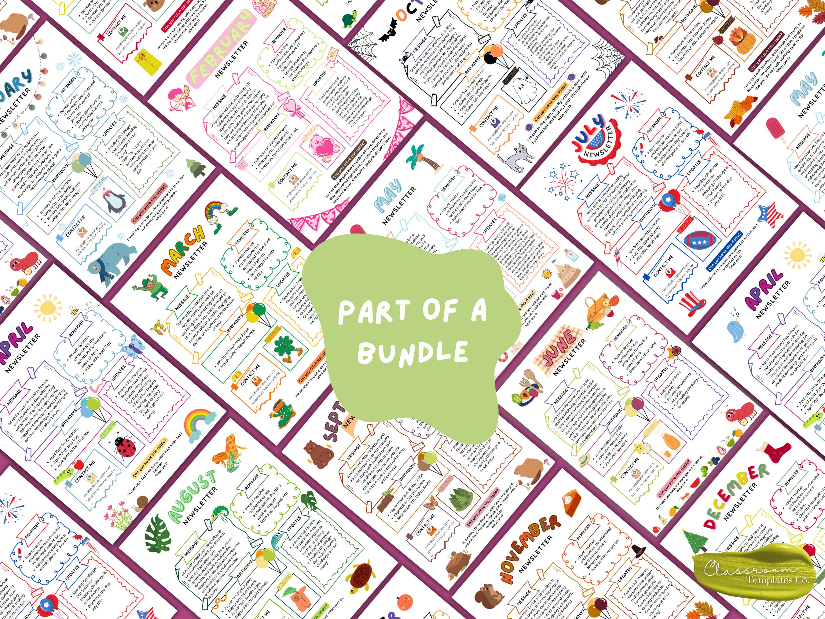 April Newsletter Template, Editable Newsletter, Monthly Newsletter ...