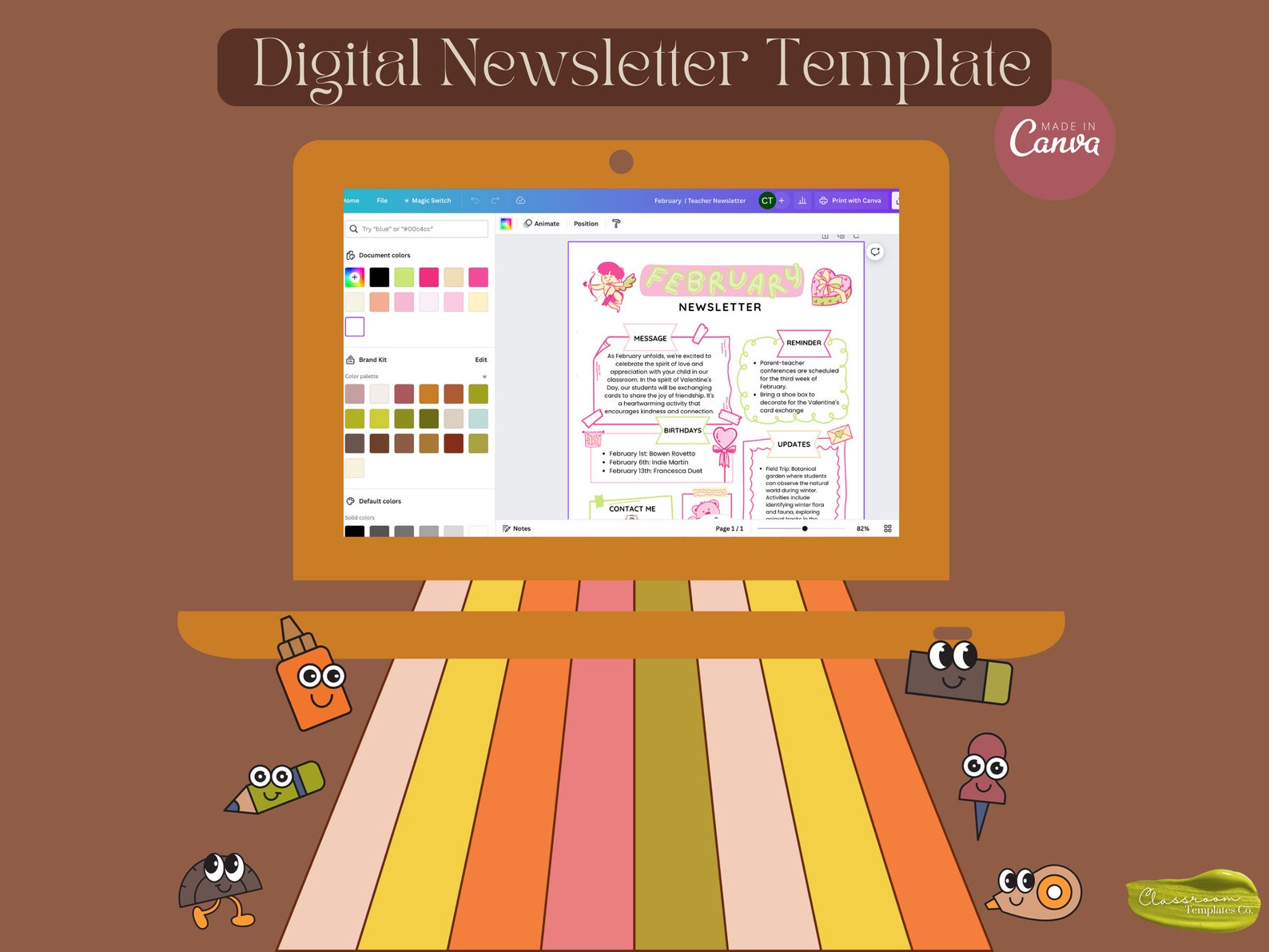 February Newsletter Template, Editable Newsletter, Monthly Newsletter ...