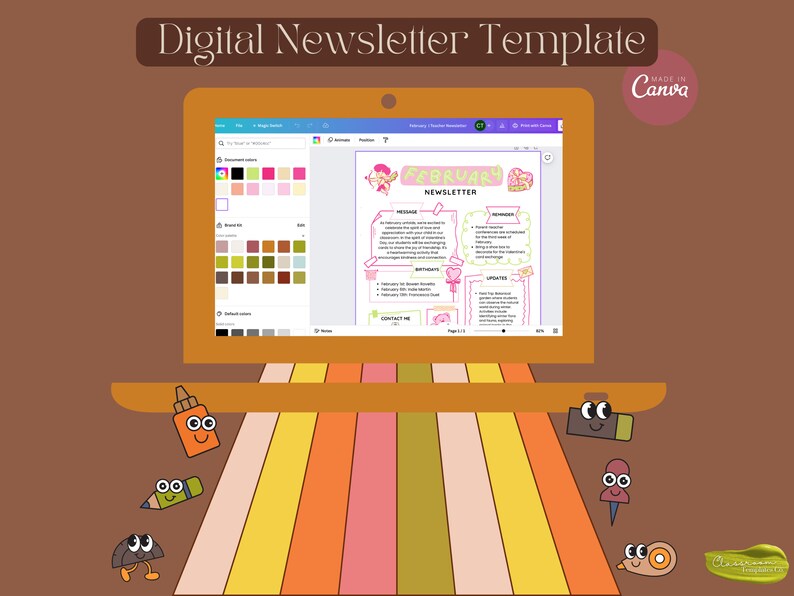 February Newsletter Template, Editable Newsletter, Monthly Newsletter ...