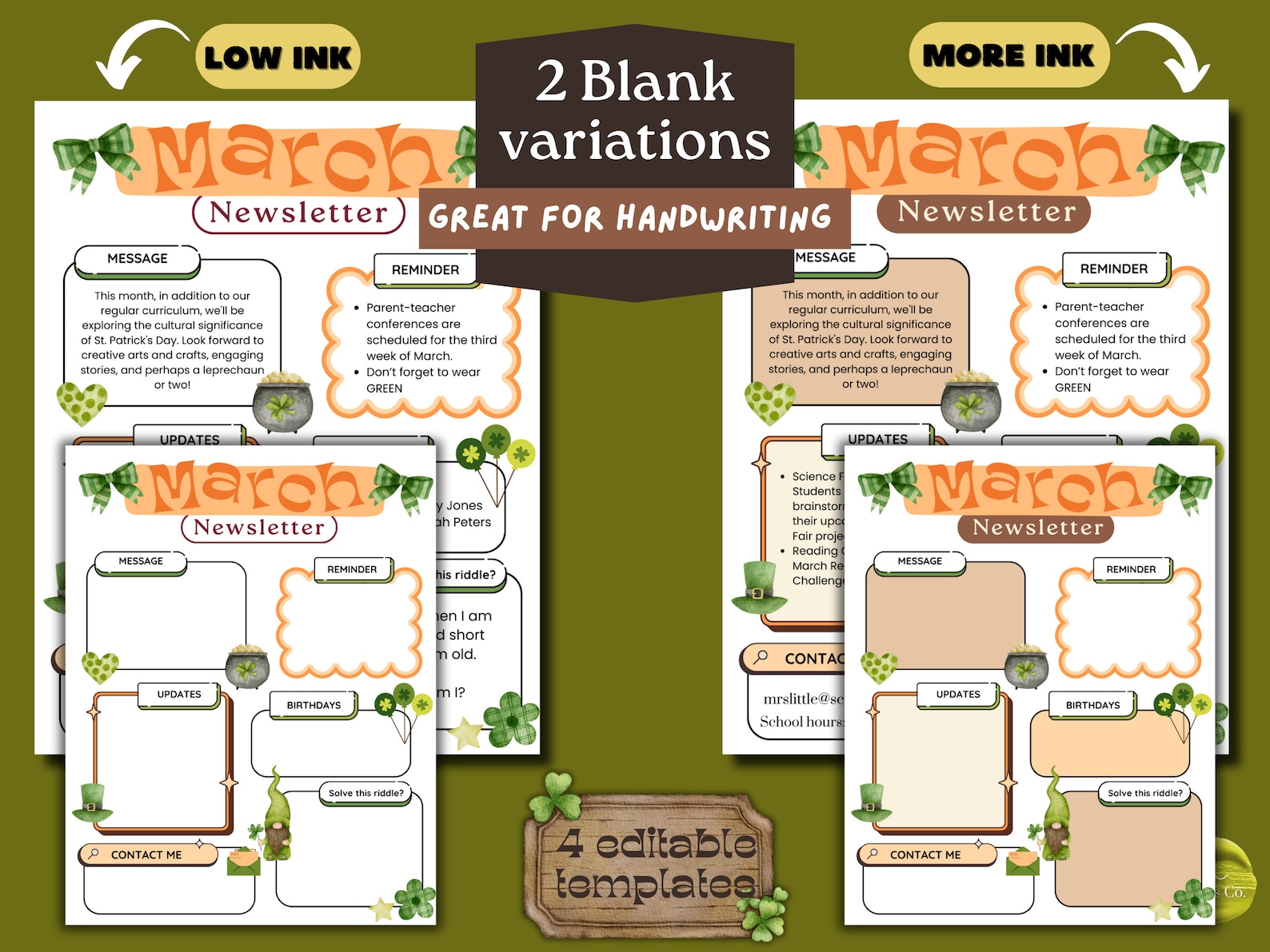 March Newsletter Template, Editable Newsletter, Monthly Newsletter ...