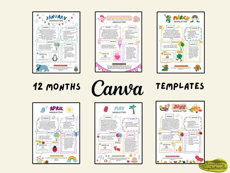 12 Month Newsletter Template Bundle, Preschool Newsletter, Weekly ...