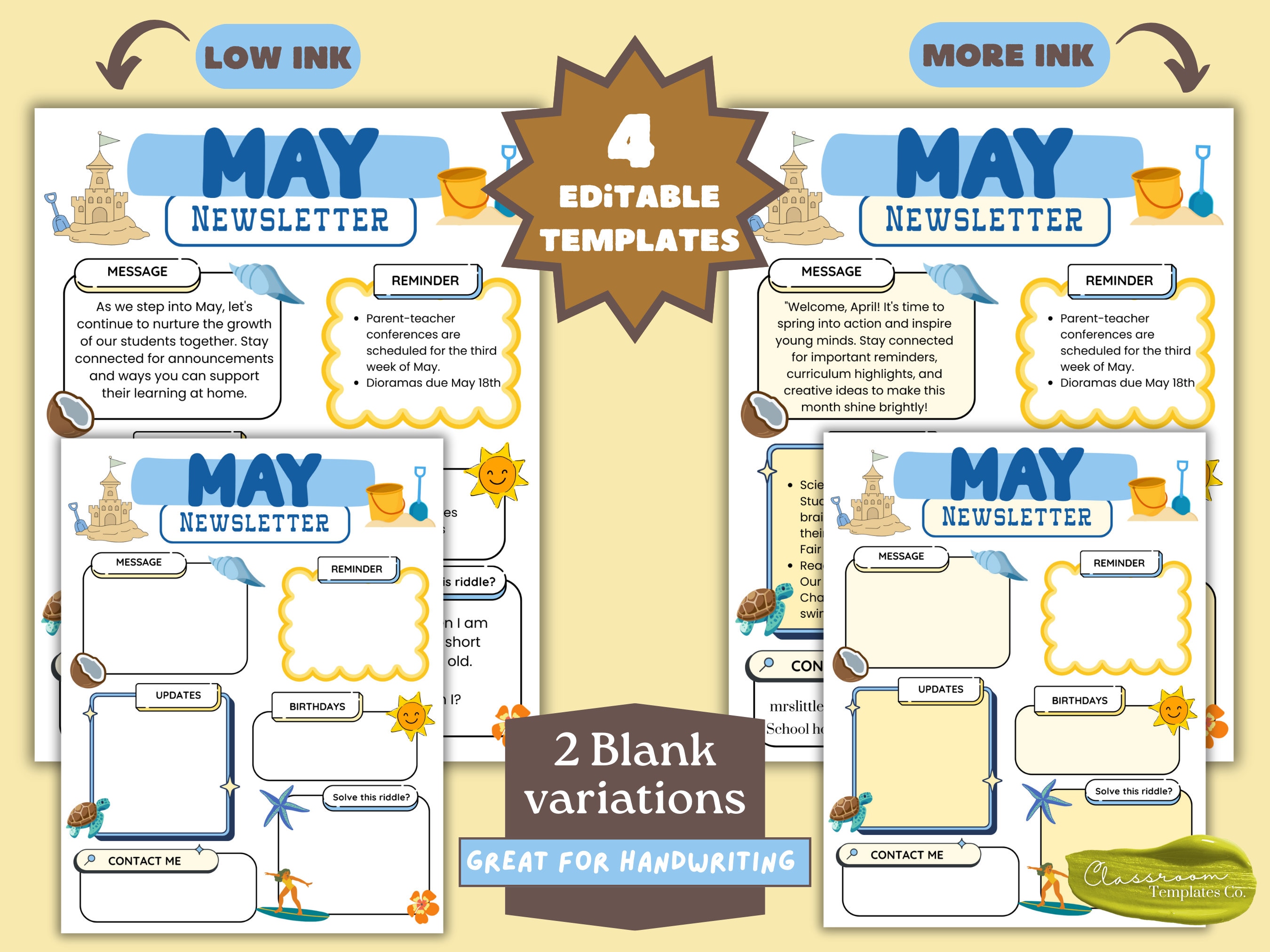 May Newsletter Template, Editable Newsletter, Monthly Newsletter ...