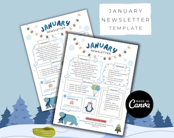 January Newsletter Template, Editable Newsletter, Monthly Newsletter ...