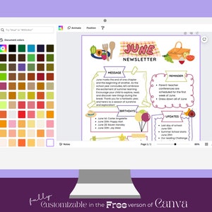 June Newsletter Template, Editable Newsletter, Monthly Newsletter ...