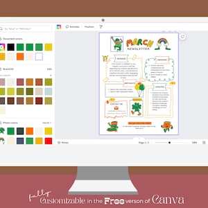 March Newsletter Template, Editable Newsletter, Monthly Newsletter ...