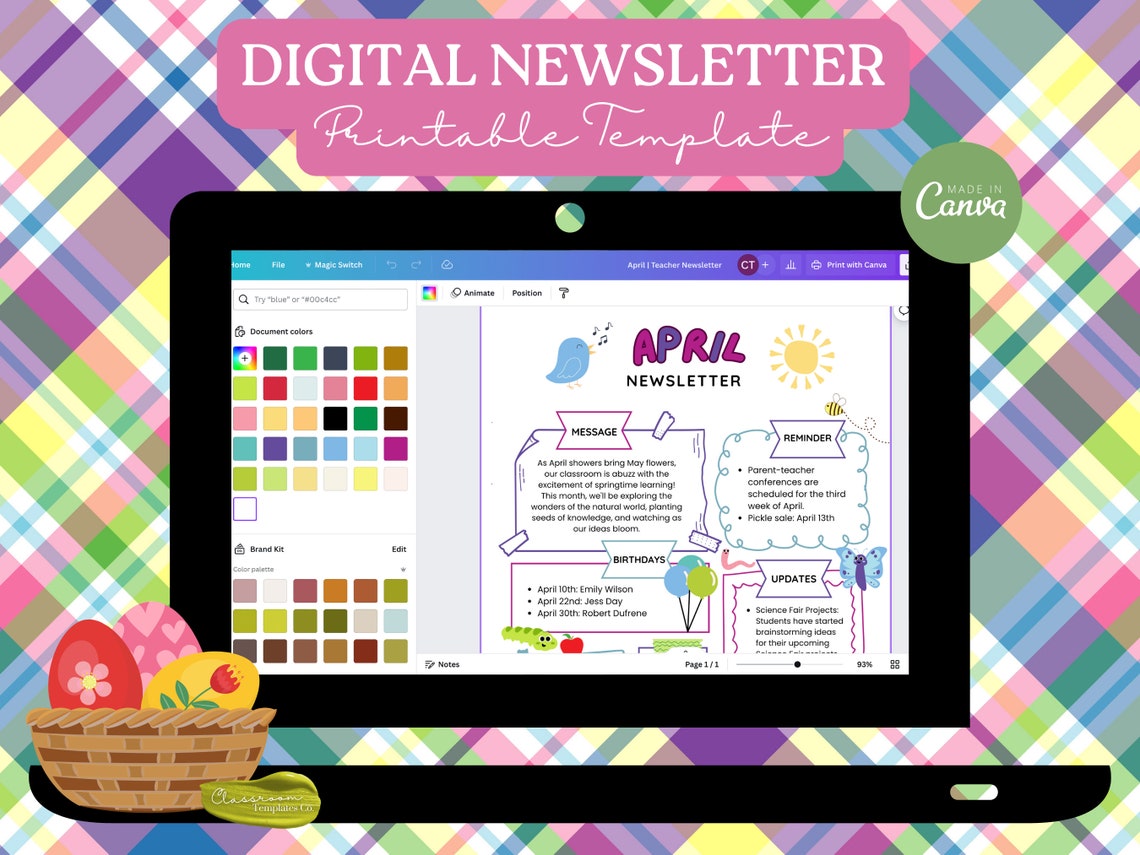 Teacher Newsletter for April Editable Newsletter Monthly Newsletter ...