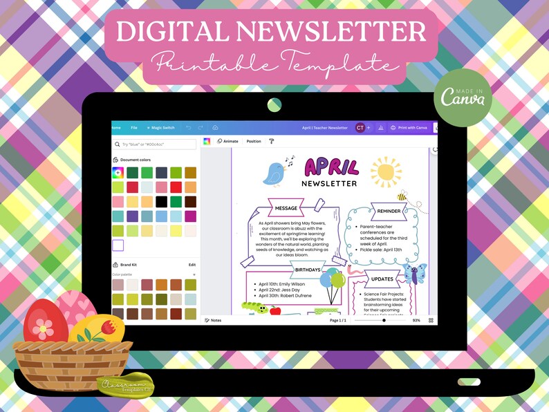 Teacher Newsletter for April Editable Newsletter Monthly Newsletter ...