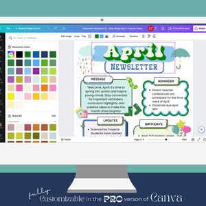 April Newsletter Template, Editable Newsletter, Monthly Newsletter ...