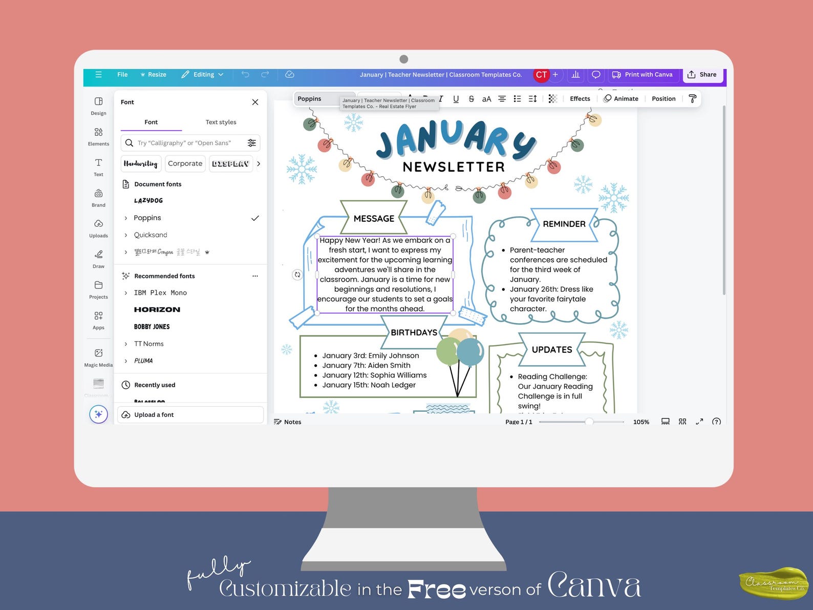 January Newsletter, Preschool Newsletter, New Year Newsletter, Monthly ...
