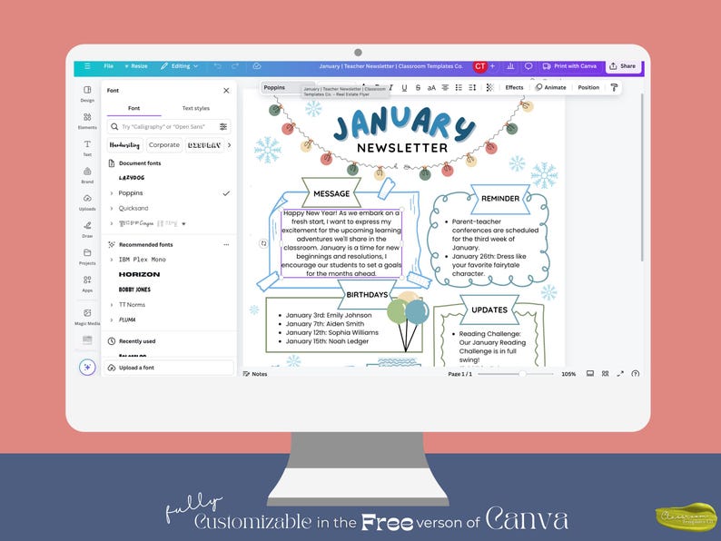 January Newsletter, Preschool Newsletter, New Year Newsletter, Monthly ...