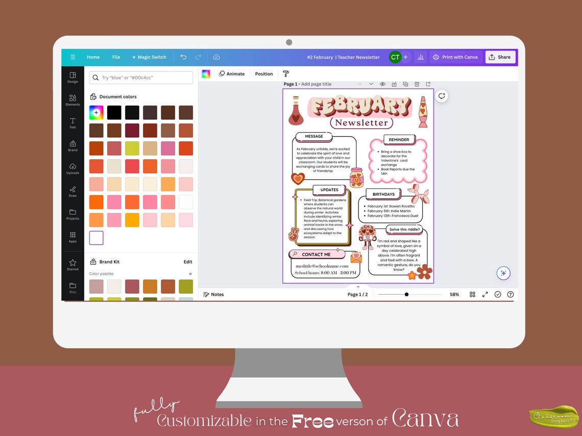 February Newsletter Template Groovy Classroom Newsletter Preschool ...