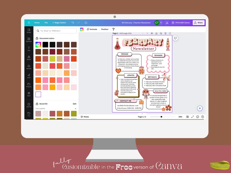 February Newsletter Template Groovy Classroom Newsletter Preschool ...