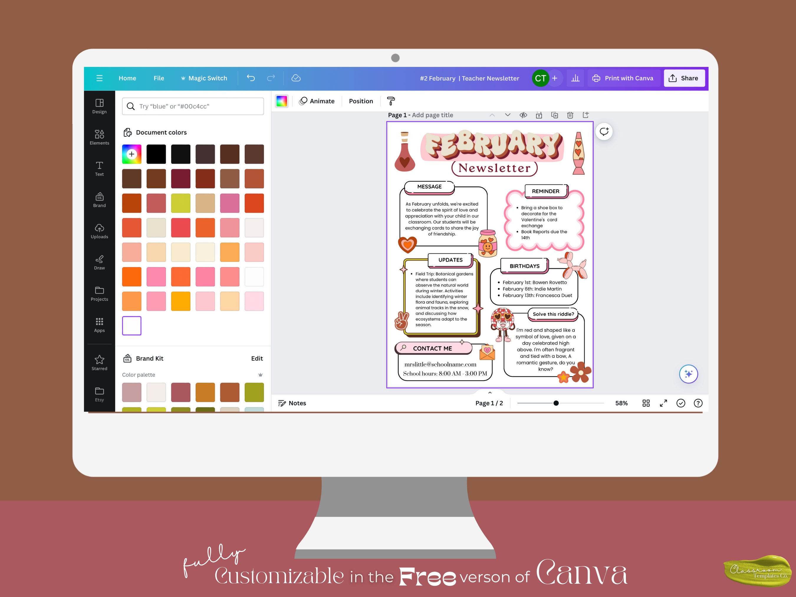 February Newsletter Template Groovy Classroom Newsletter Preschool ...