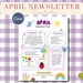 April Newsletter Template, Editable Newsletter, Monthly Newsletter ...