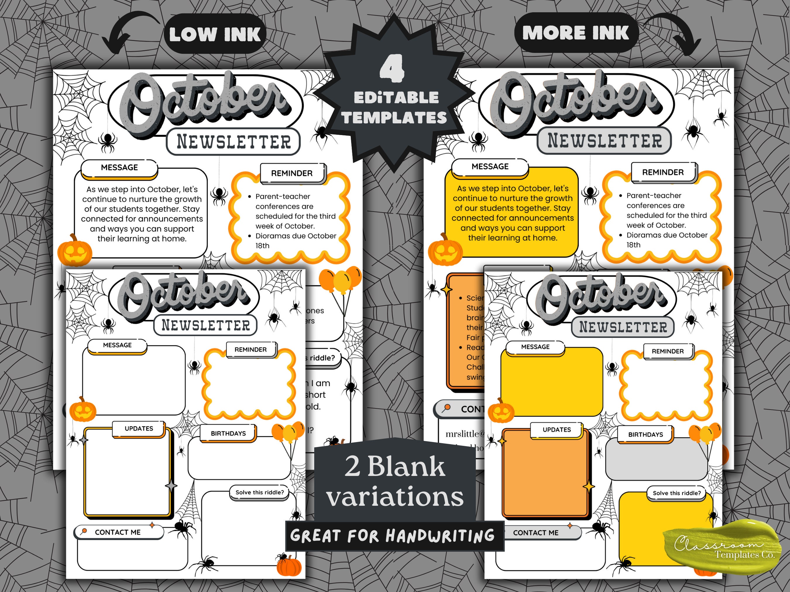 October Newsletter Template, Editable Newsletter, Monthly Newsletter ...