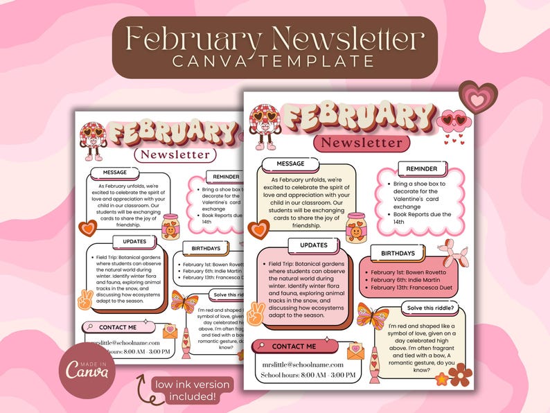 February Newsletter Template Groovy Classroom Newsletter Preschool ...