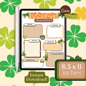 March Newsletter Template, Editable Newsletter, Monthly Newsletter ...