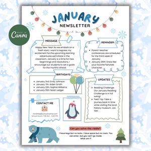 January Newsletter, Preschool Newsletter, New Year Newsletter, Monthly ...