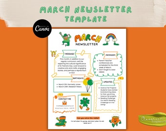 March Newsletter Template, Editable Newsletter, Monthly Newsletter ...