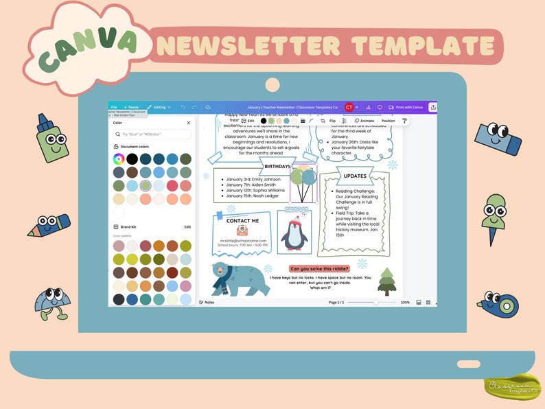 January Newsletter, Preschool Newsletter, New Year Newsletter, Monthly ...