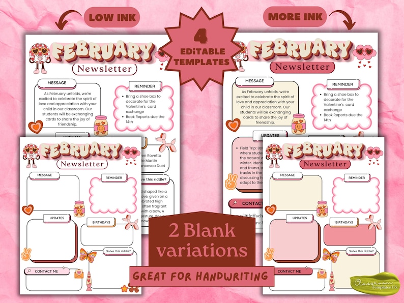 February Newsletter Template Groovy Classroom Newsletter Preschool ...