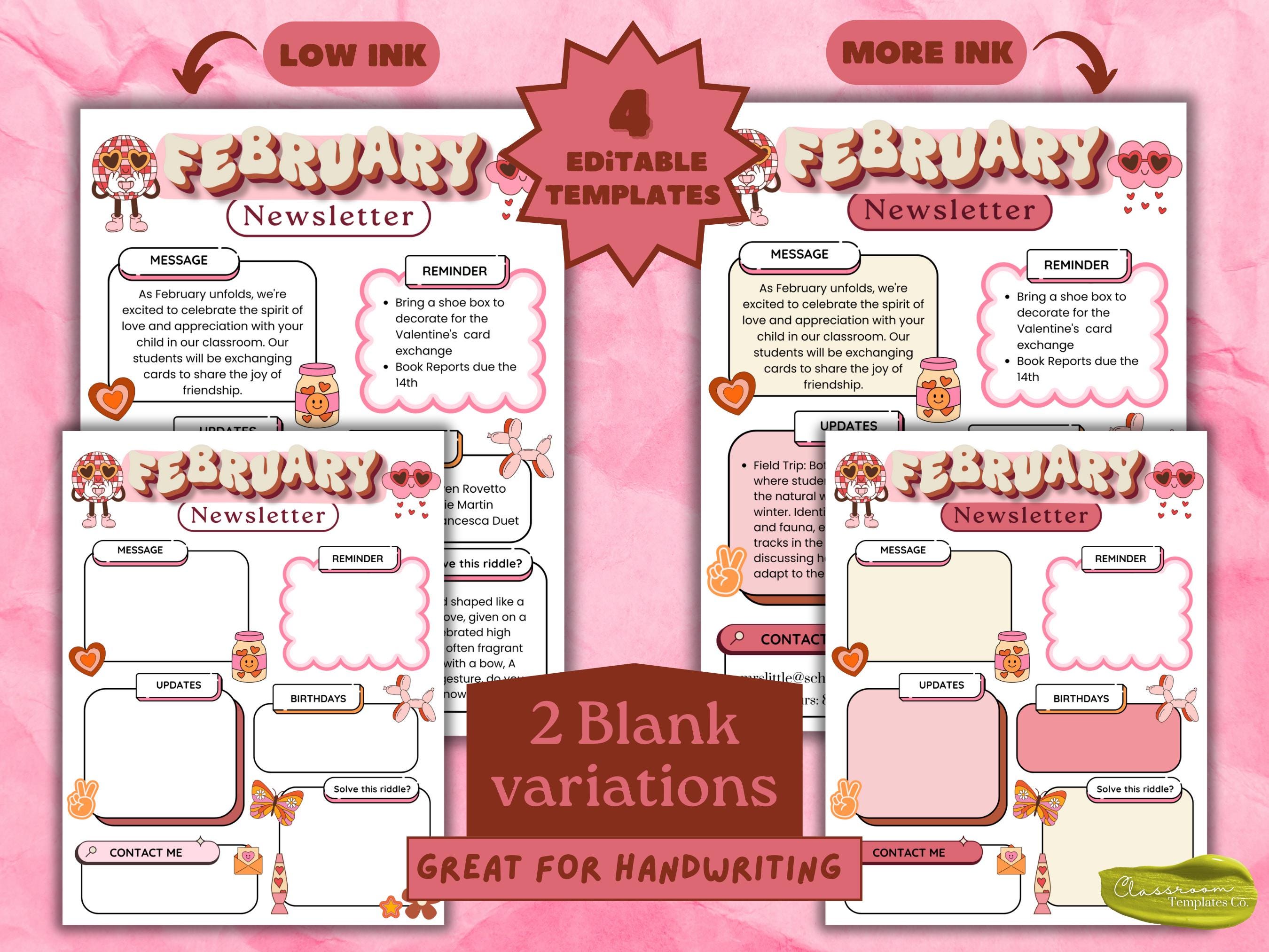 February Newsletter Template Groovy Classroom Newsletter Preschool ...
