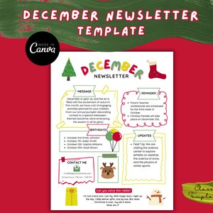 December Newsletter Template, Editable Newsletter, Monthly Newsletter ...