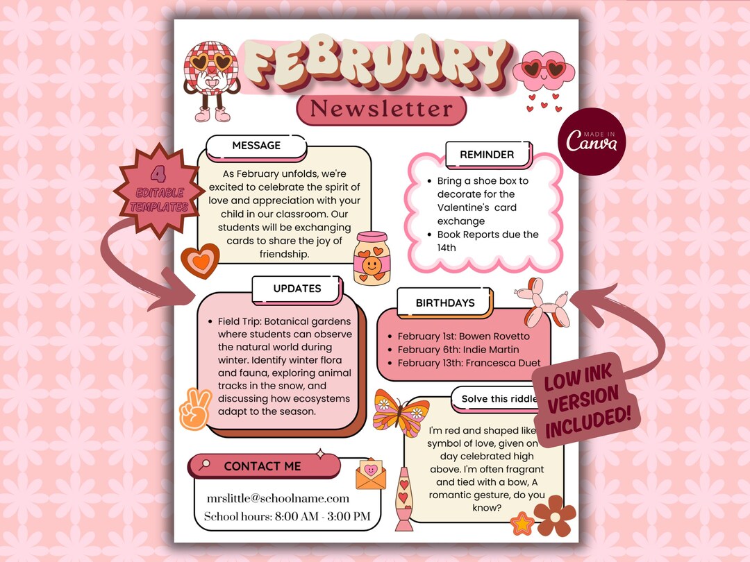 February Newsletter, Valentines Day Newsletter, Preschool Newsletter ...