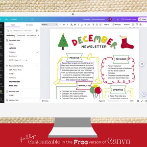 December Newsletter, Christmas Newsletter Template, Preschool ...
