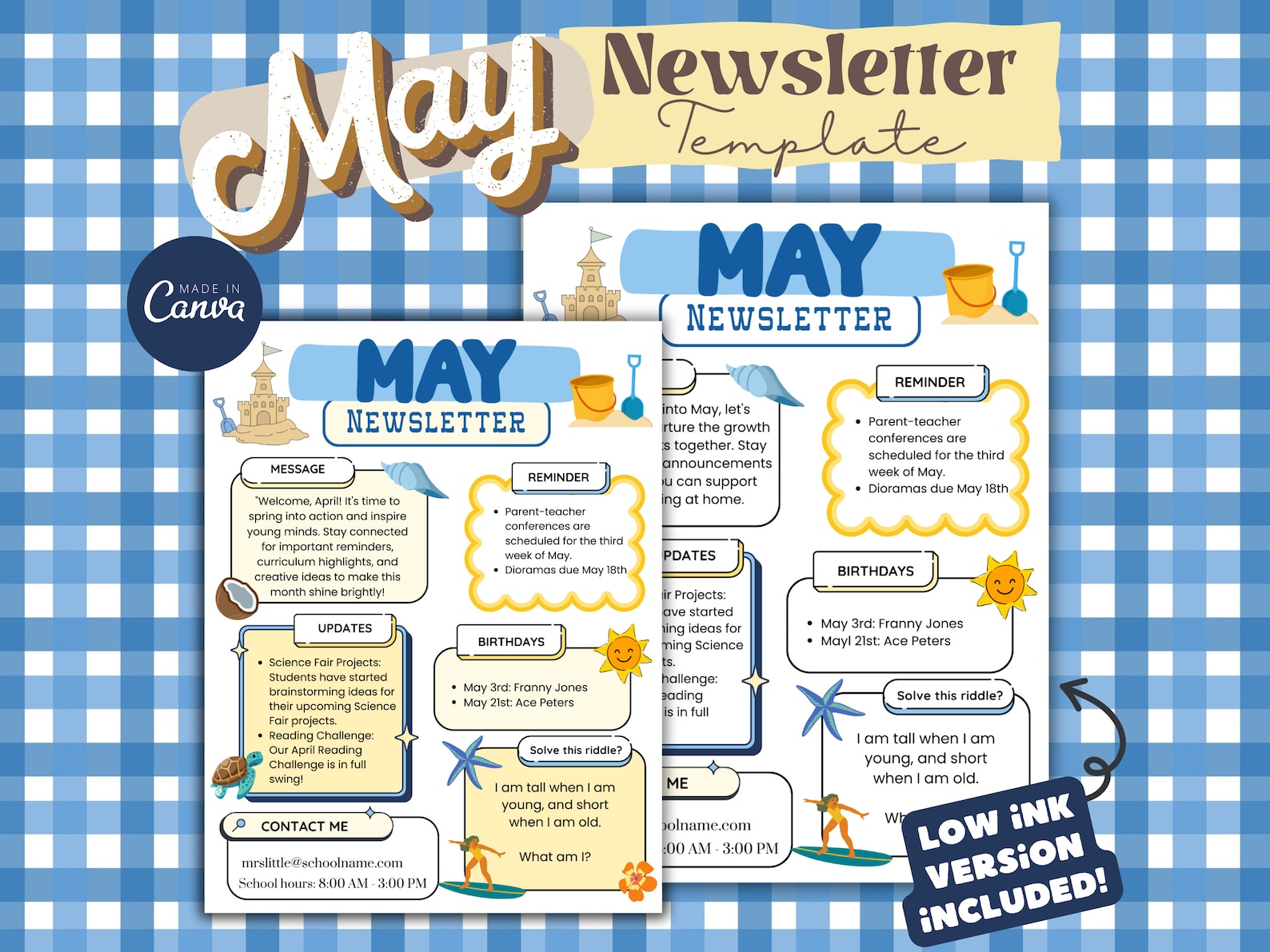 May Newsletter Template, Editable Newsletter, Monthly Newsletter ...