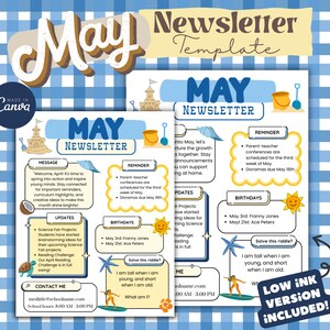 May Newsletter Template, Editable Newsletter, Monthly Newsletter ...