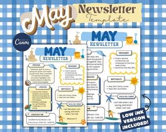 May Newsletter Template, Editable Newsletter, Monthly Newsletter ...
