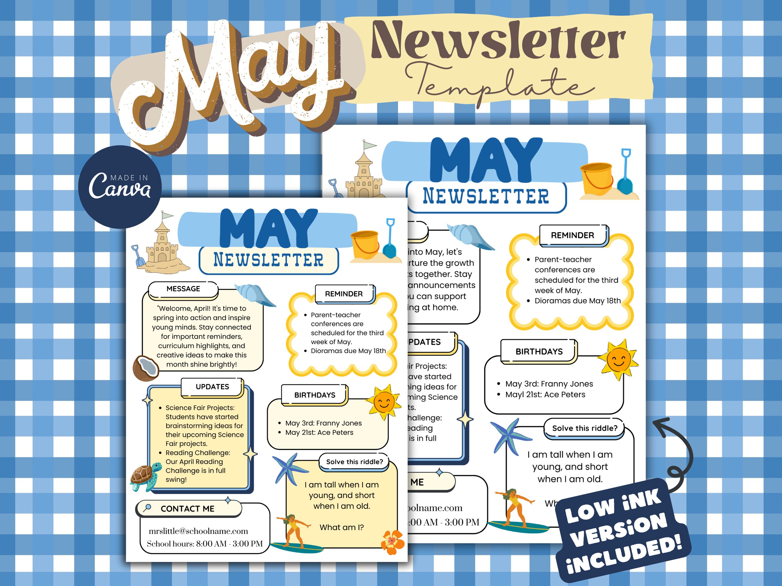 May Newsletter Template, Editable Newsletter, Monthly Newsletter ...