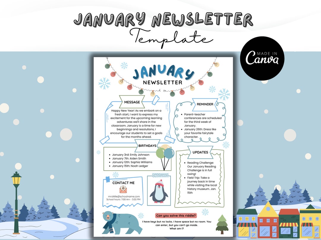 January Newsletter, Preschool Newsletter, New Year Newsletter, Monthly ...