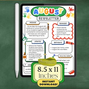 August Newsletter Template, Editable Newsletter, Monthly Newsletter ...