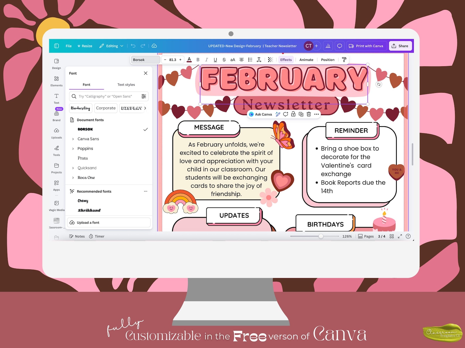 February Newsletter Template Groovy Classroom Newsletter Preschool ...