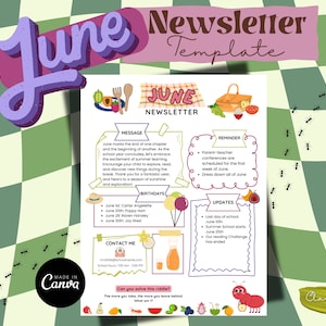 June Newsletter Template, Editable Newsletter, Monthly Newsletter ...