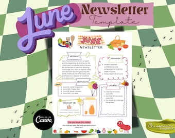 June Newsletter Template, Editable Newsletter, Monthly Newsletter ...