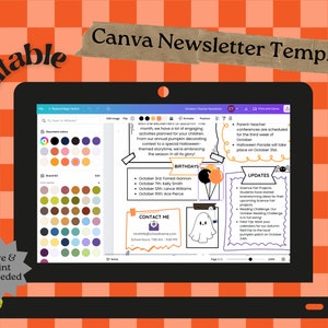 October Newsletter Template, Editable Newsletter, Monthly Newsletter ...