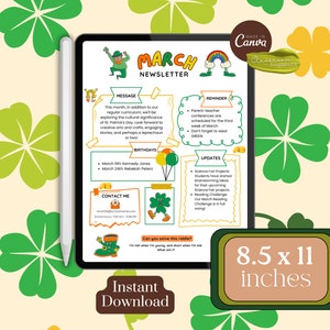 March Newsletter Template, Editable Newsletter, Monthly Newsletter ...