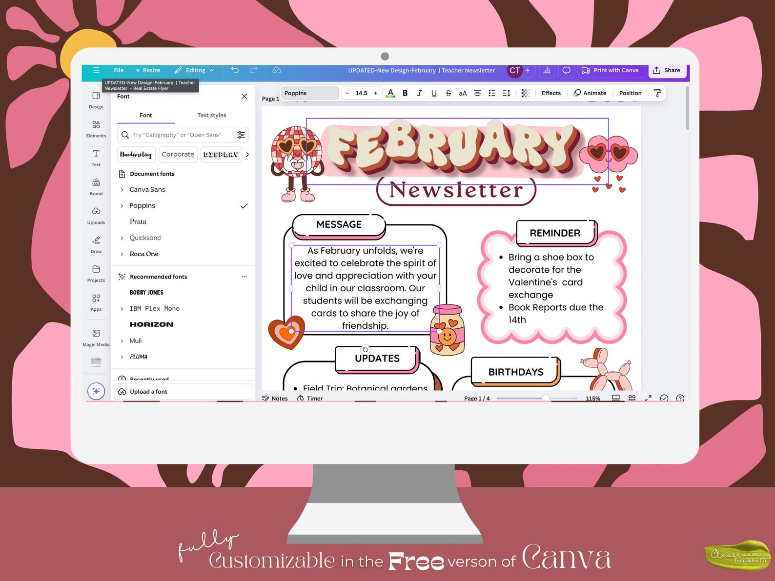 February Newsletter Template Groovy Classroom Newsletter Preschool ...