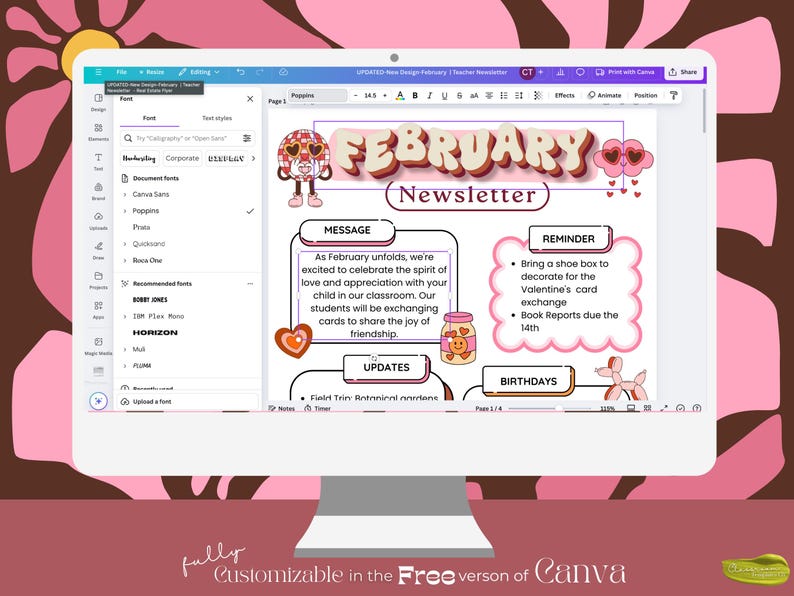 February Newsletter Template Groovy Classroom Newsletter Preschool ...